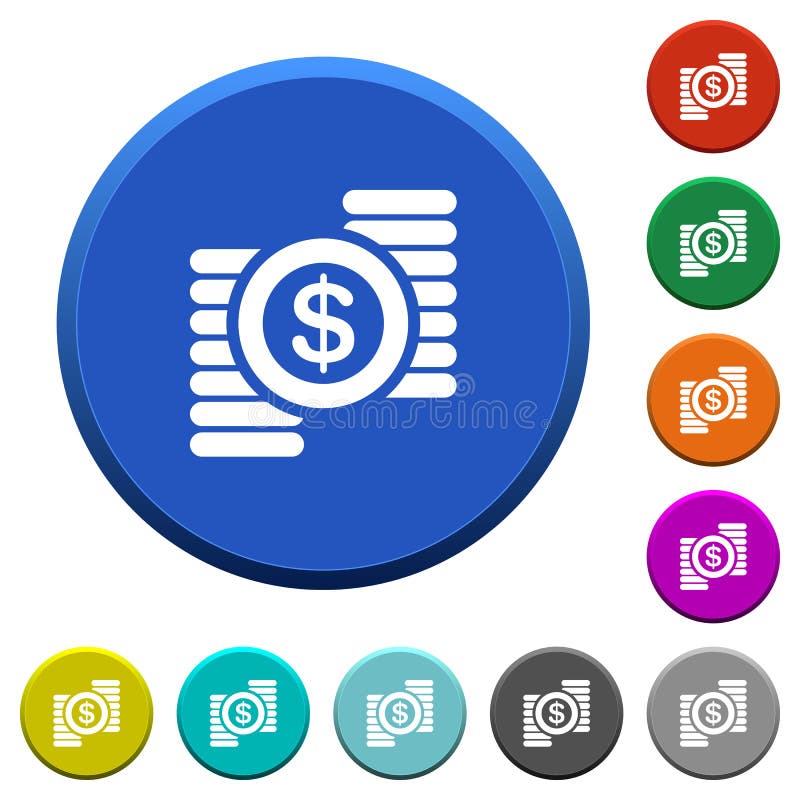 Dollar Coins Beveled Buttons Stock Vector - Illustration of stack ...