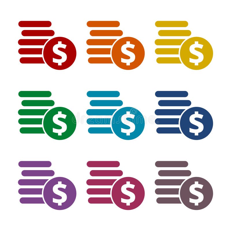 Dollar Coins Flat Sticker Set Stock Vector - Illustration of earning ...