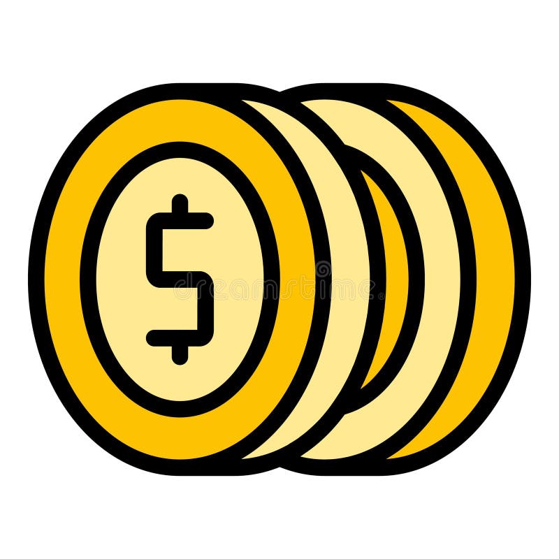 Dollar Coins Icon Vector Flat Stock Vector - Illustration of icon, line ...