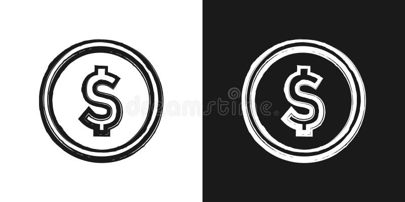Dollar Coins Outline Ink Vector Set Stock Vector - Illustration of cash ...
