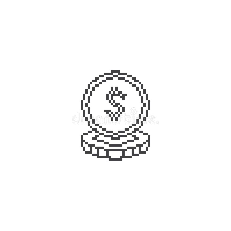 Dollar Coins. Pixel Art Line Icon Vector Icon Illustration Stock ...