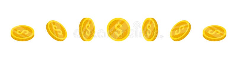 Dollar Coins. Rotation of Icons at Different Angles for Animation Stock ...