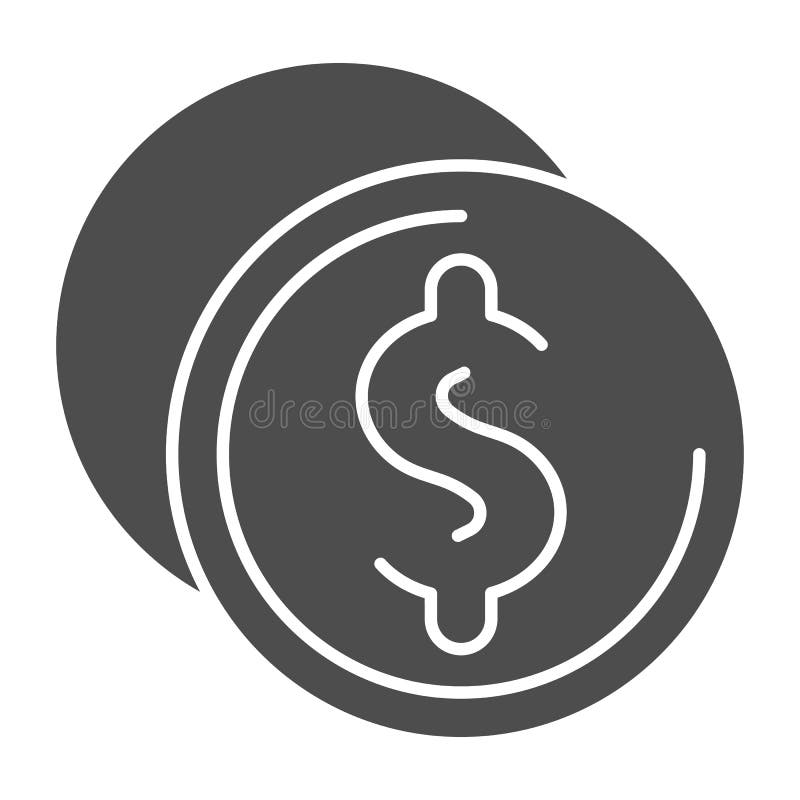 Dollar Coins Solid Icon. Money Vector Illustration Isolated on White ...