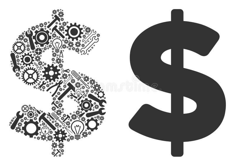Dollar Collage of Service Tools Stock Vector - Illustration of engine ...