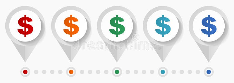 Dollar Concept Vector Icons, Editable Infographic Template, Set of ...