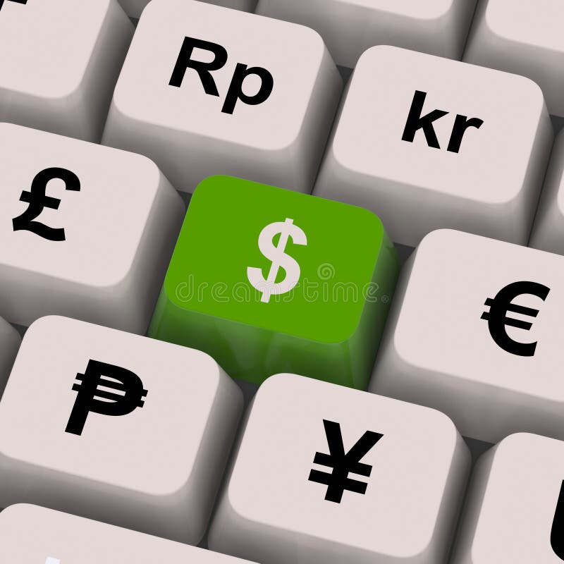 Dollar and Currencies Keys Showing Money Exchange Stock Image - Image ...