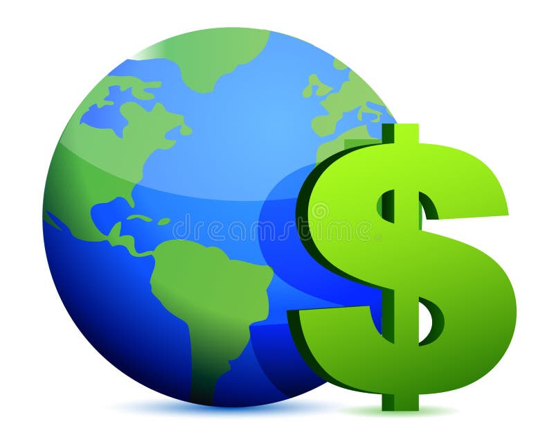 Dollar Currency Around the Globe Stock Illustration - Illustration of ...