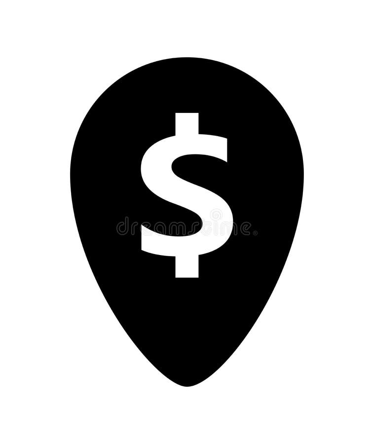 Dollar Currency Symbol in Pin Point for Icon, Dollar Money Black Icon ...