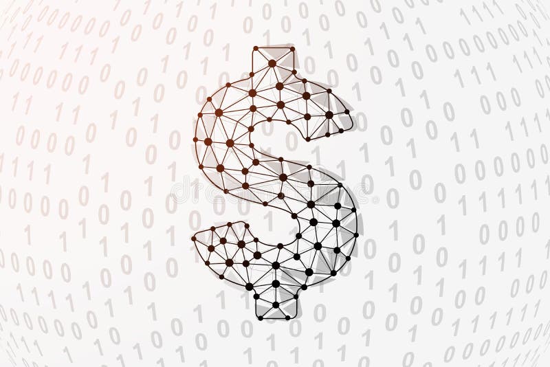 Dollar 3d Low Poly Symbol with Binary Code Background. Money Design ...