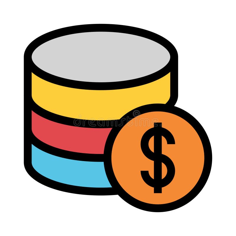 Money Database Glyph Color Flat Vector Icon Stock Illustration ...