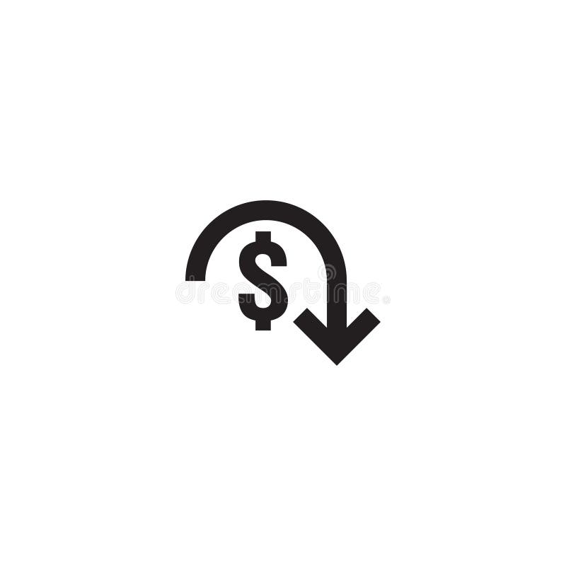 Dollar Decrease Icon. Money Symbol with Arrow Stretching Rising Drop Fall Down. Business Cost ...