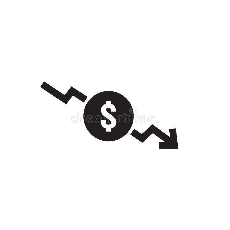 Dollar Decrease Icon. Money Symbol with Arrow Stretching Rising Drop ...