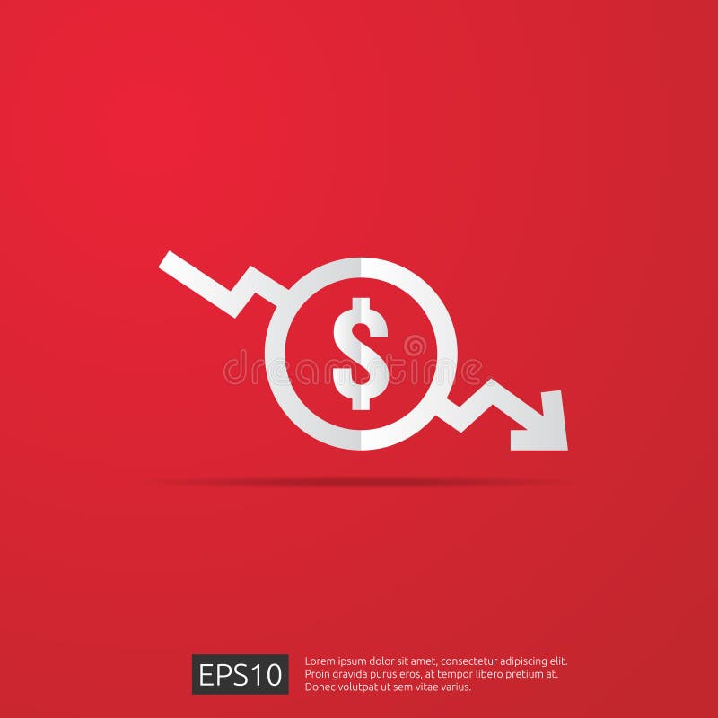 Dollar Decrease Icon. Money Symbol with Arrow Stretching Rising Drop ...
