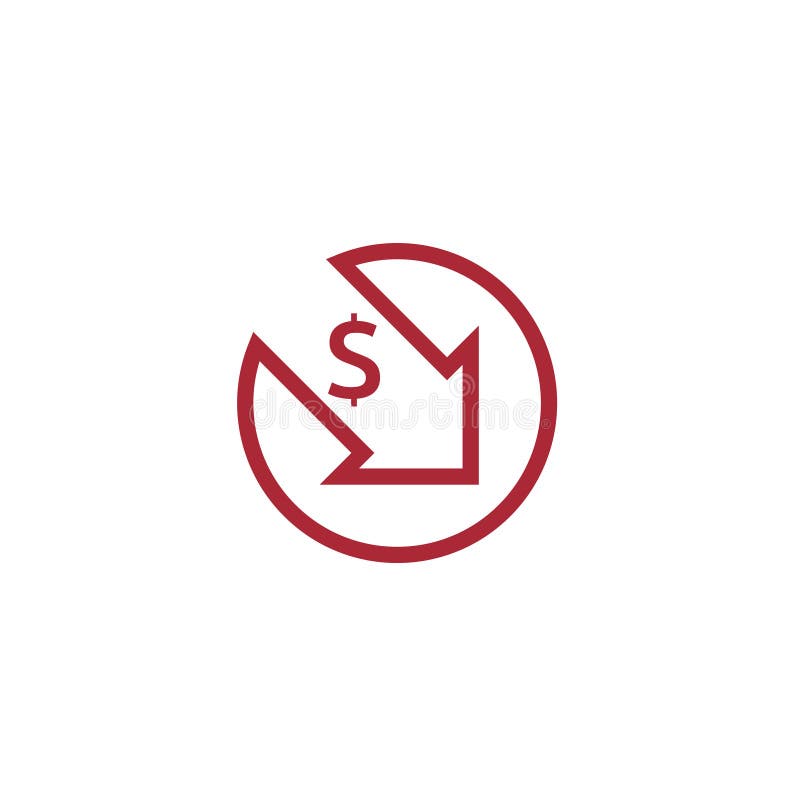 Dollar Decrease Icon. Money Symbol with Arrow Stretching Rising Drop Fall Down. Business Cost ...