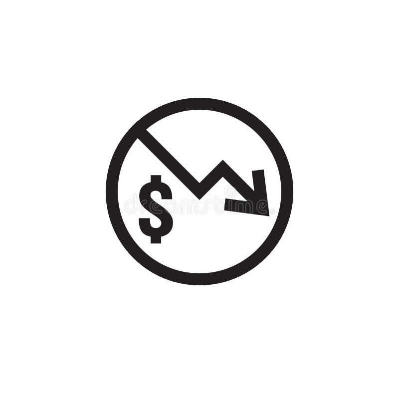 Dollar Decrease Icon. Money Symbol with Arrow Stretching Rising Drop Fall Down. Recession ...