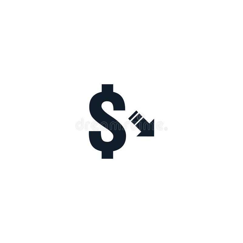 Dollar Decrease Icon. Money Symbol with Arrow Stretching Rising Drop ...