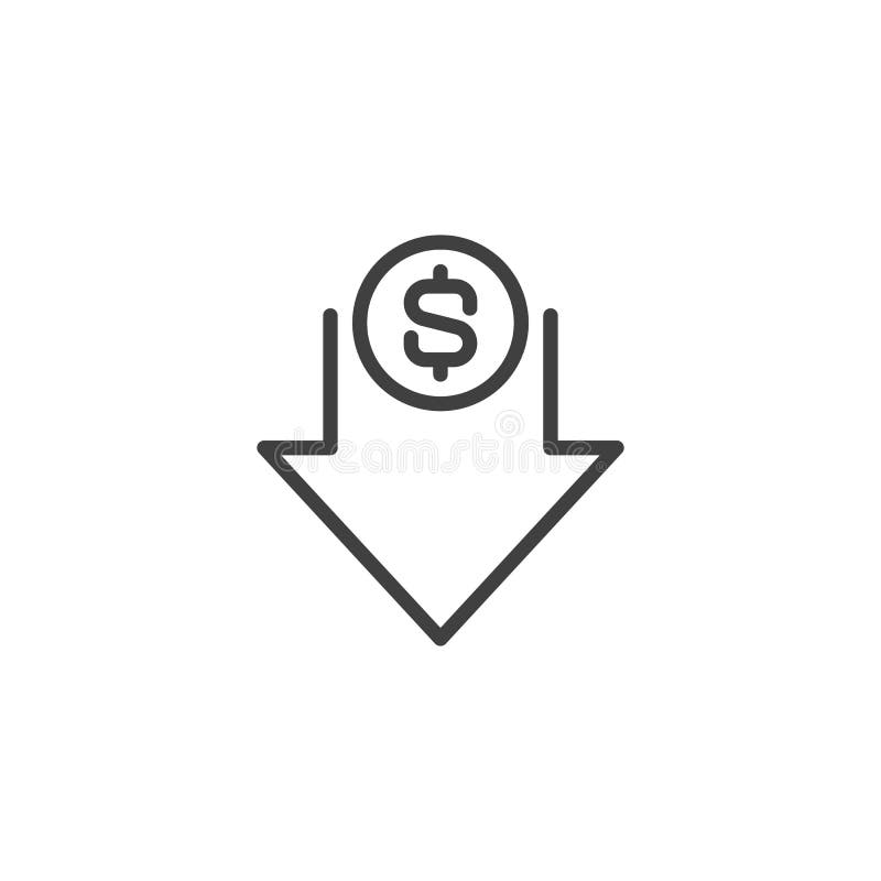 Dollar decrease line icon stock vector. Illustration of business - 180761532