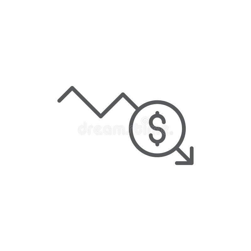 Dollar Decrease Rate Vector Icon Symbol Isolated on White Background Stock Vector - Illustration ...