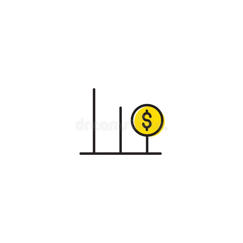 Dollar Decrease Rate Vector Icon Symbol Isolated on White Background ...