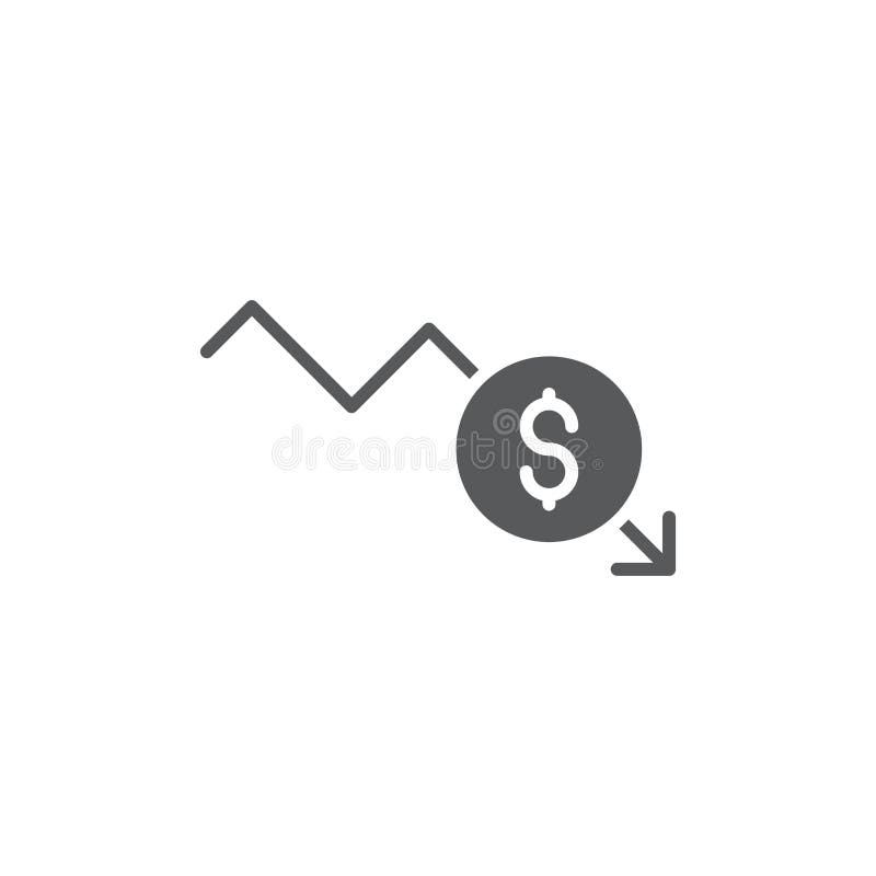 Dollar Decrease Rate Vector Icon Symbol Isolated on White Background Stock Vector - Illustration ...