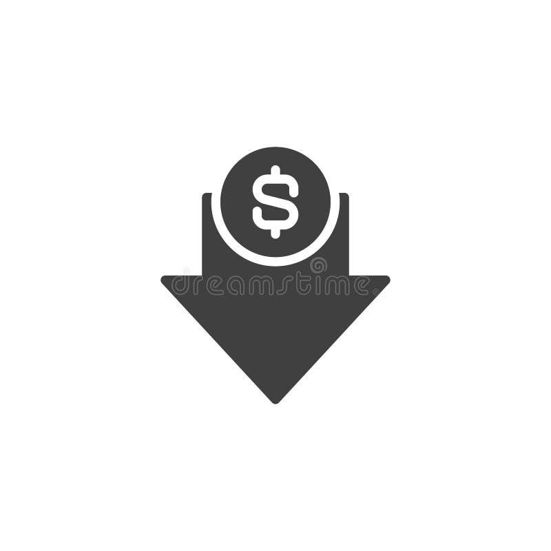 Dollar Decrease Icon. Money Rising Drop Fall Down Symbol. Business Scissor Cut Cost Reduction ...