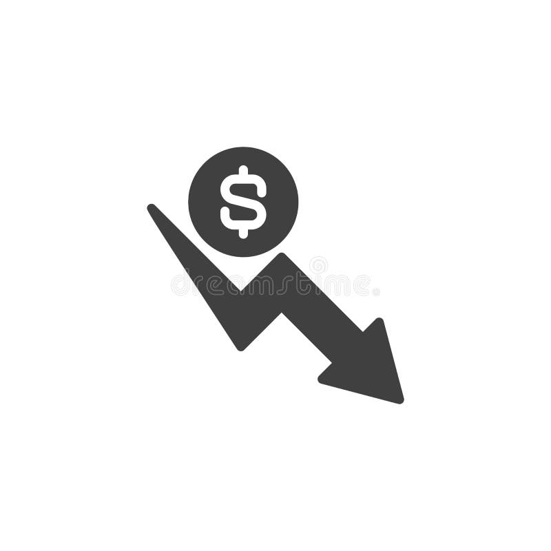Dollar Loss Graph Vector Icon. Stock Vector - Illustration of design, pictogram: 154655920