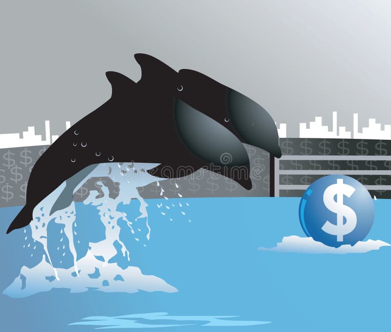 Dollar and Dolphin stock illustration. Illustration of marine - 3695877