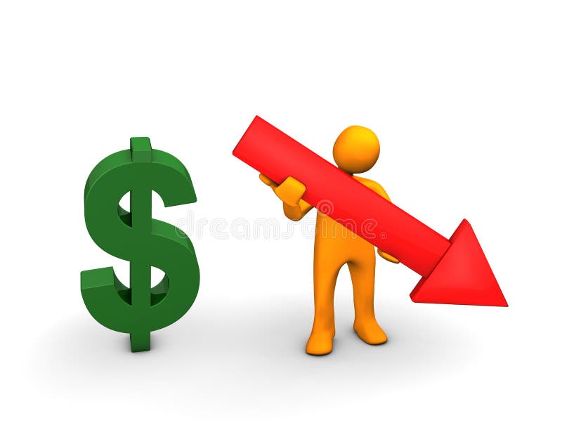 Dollar down concept stock illustration. Illustration of downturn - 17949039