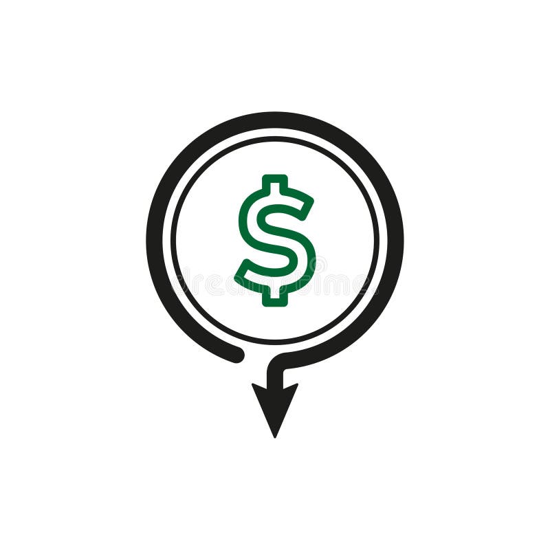 Dollar Down Icon. Cost Reduction Design. Vector Illustration. Eps 10 ...