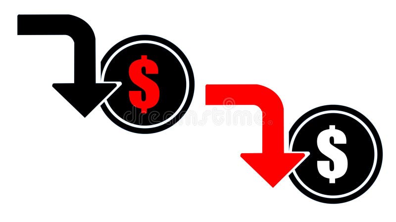 Dollar Down Icon Reduce Expenses and Low Icon Concept Stock Vector ...