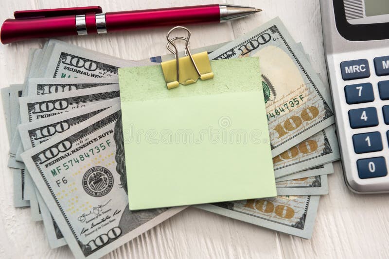 Dollar and Empty Sticker Memo for Your Text Stock Photo - Image of ...