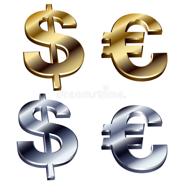 Silver Euro Dollar Symbol Stock Illustrations – 1,579 Silver Euro ...