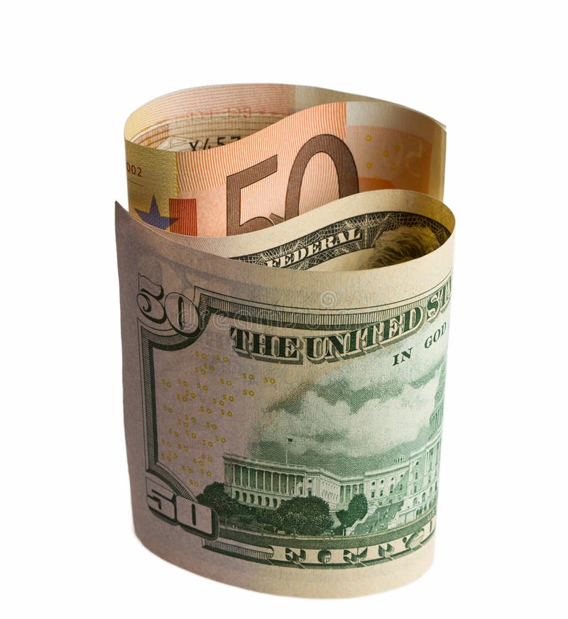 Dollar and Euro Banknotes Folded in Monad Symbol Stock Image - Image of ...