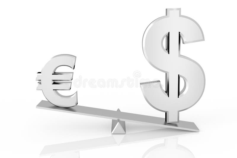 Dollar and Euro Comparison. 3D Rendering Stock Illustration ...