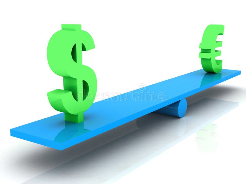 Dollar and Euro Equal Weight Stock Illustration - Illustration of ...