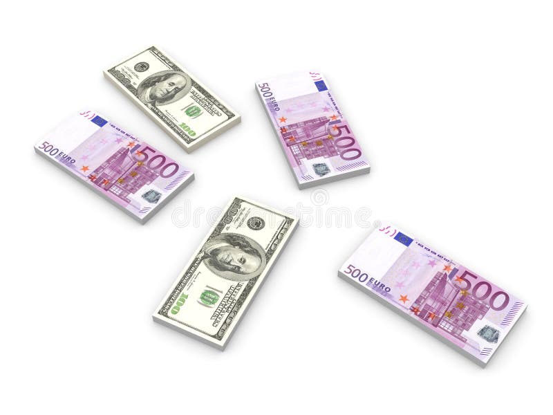 Dollar and Euro Notes stock illustration. Illustration of savings - 9167157