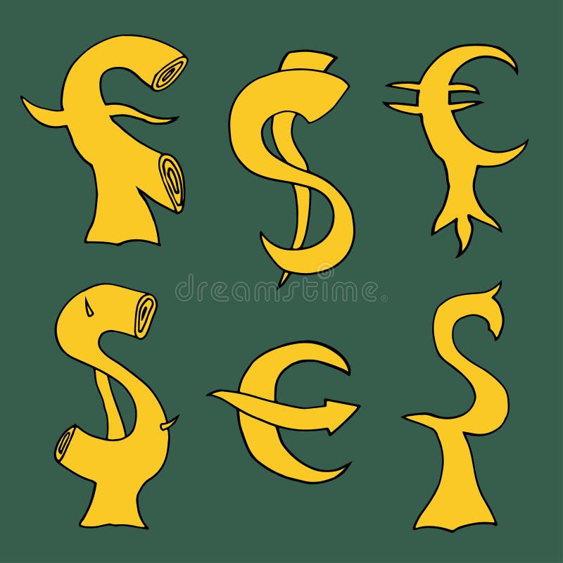 Dollar and Euro stock vector. Illustration of drawing - 59221724