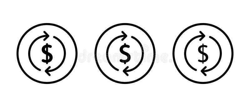 Dollar Exchange Cycle Icon in Circular Outline. Circular Arrows ...