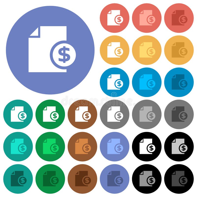 Dollar Financial Report Round Flat Multi Colored Icons Stock Vector ...