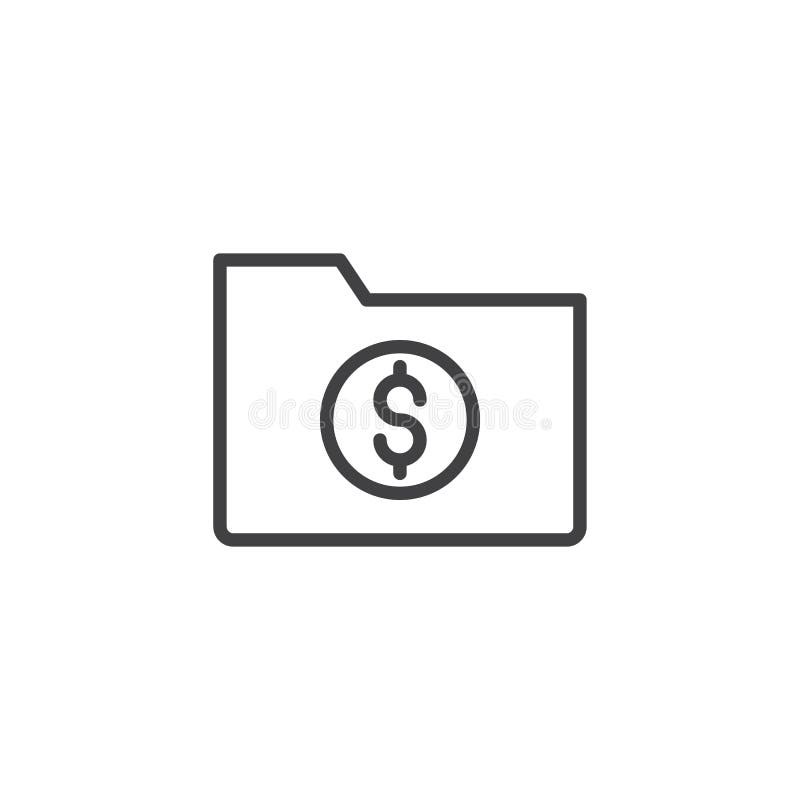 Dollar folder outline icon stock vector. Illustration of line - 116056945