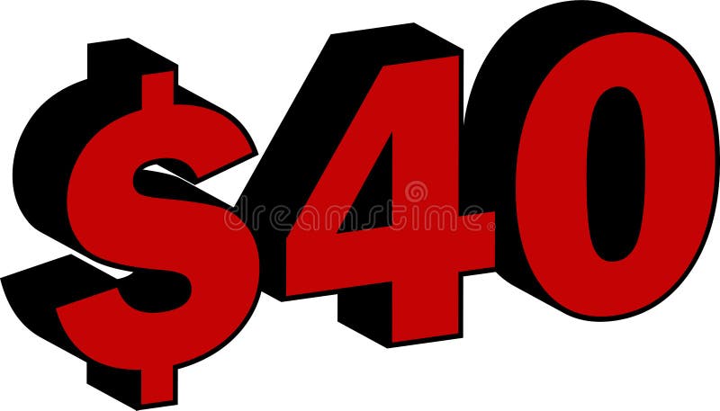 $40 Dollar Forty Price Symbol Red Stock Illustration - Illustration of ...