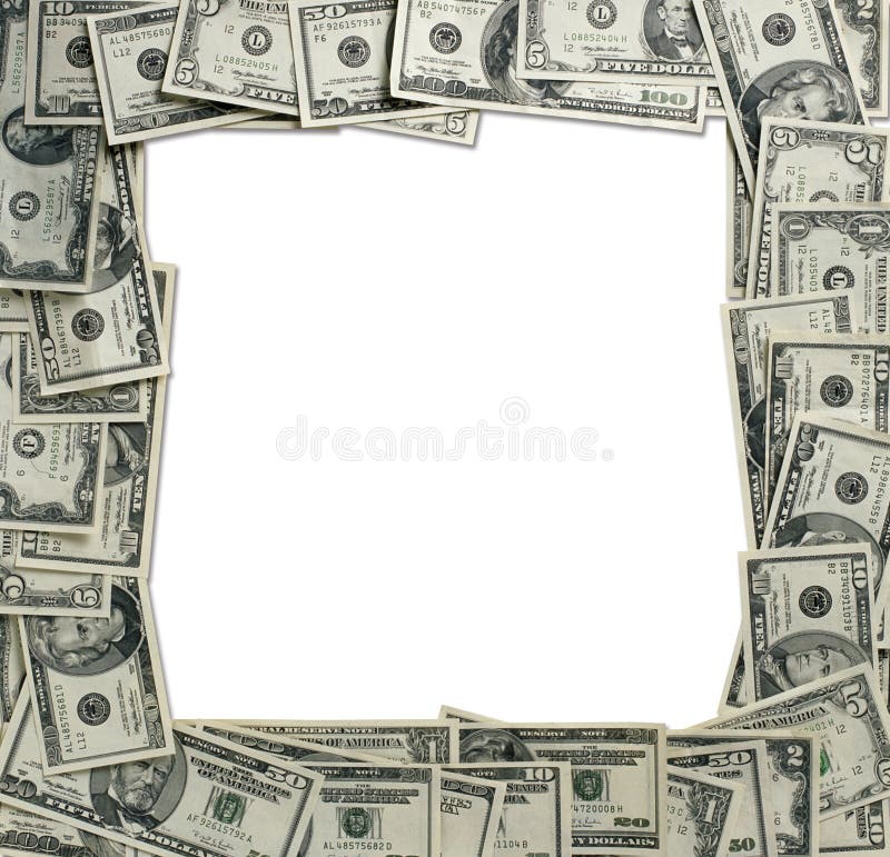 100 Dollar Frame Isolated on White. Stock Image - Image of isolated ...
