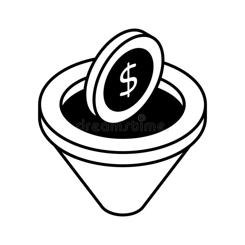 Dollar with Funnel, Concept of Money Filter Isometric Vector Stock ...