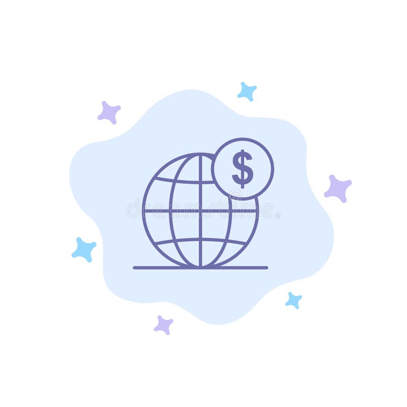 Dollar, Global, Business, Globe, International Blue Icon on Abstract ...
