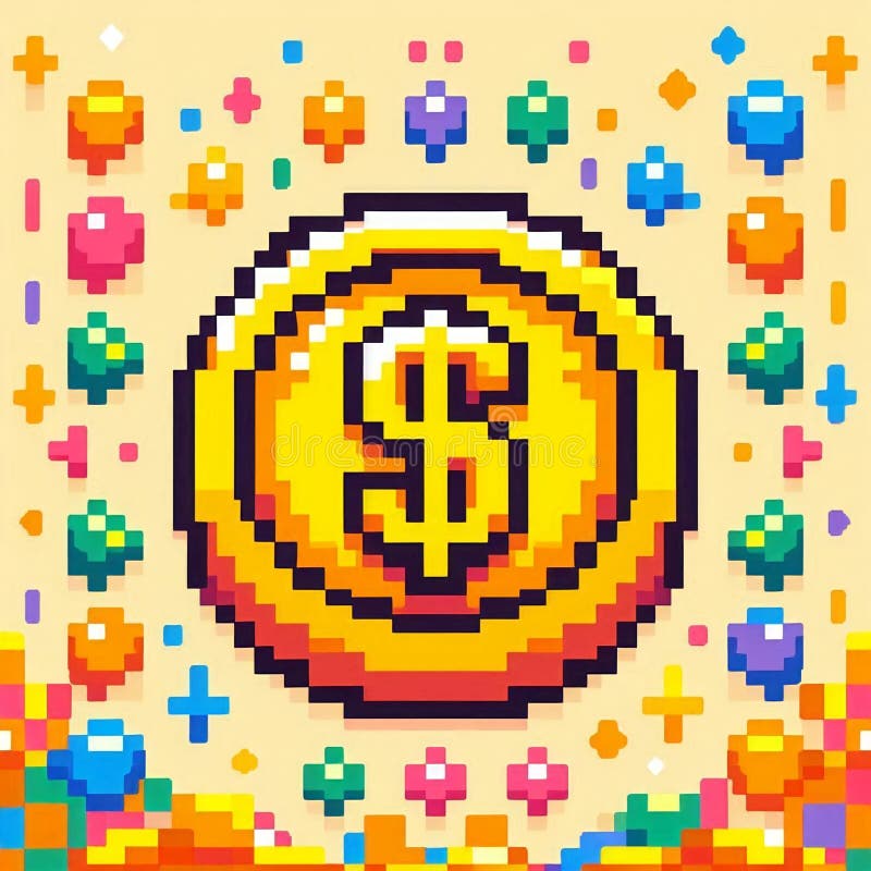 Dollar Gold Coin Illustrator Design,pixel Art Stock Illustration ...