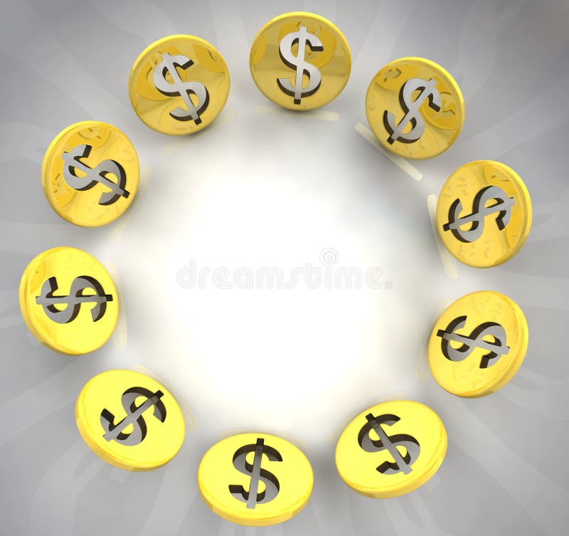 Dollar Golden Coin Symbol Circle Composition Stock Illustration ...