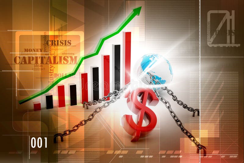 Dollar with increase graph stock illustration. Illustration of growth ...