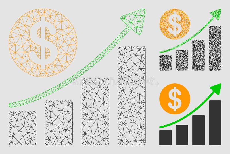 Dollar Growth Graph Vector Mesh 2D Model and Triangle Mosaic Icon Stock ...