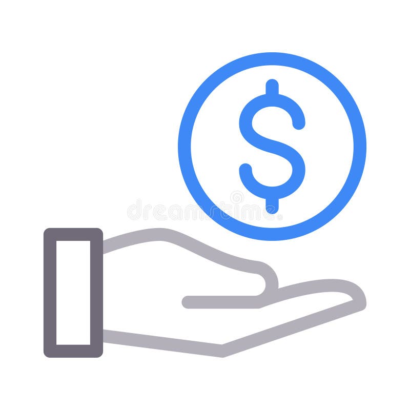 Dollar Hand Vector Color Line Icon Stock Vector - Illustration of ...
