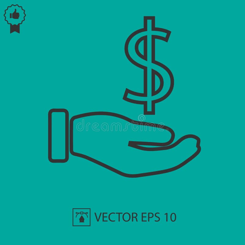 Dollar in hand vector icon stock vector. Illustration of line - 173205287